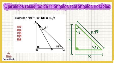 Geometría I Ejercicios resueltos de triángulos rectángulos notables
