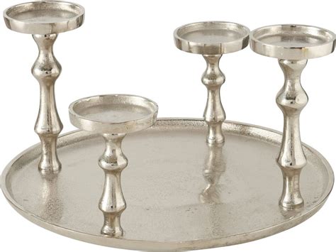 Boltze Kaars Plateau Kandelaar Schaal Zilver Aluminium