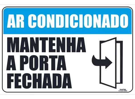 Placa De Sinalização Ar Condicionado Mantenha Porta Fechada