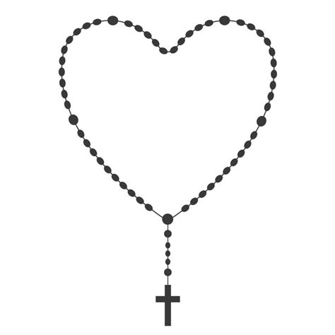 silueta de cuentas de rosario joyas en forma de corazón de oración