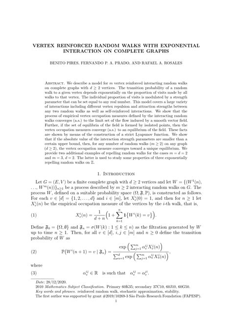 pdf vertex reinforced random walks with exponential interaction on complete graphs