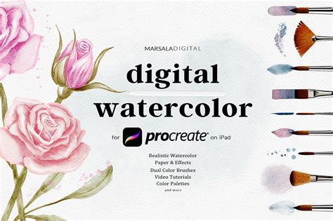 Procreate Watercolor Brushes And Paper Kit Design Cuts