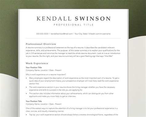 Minimal Resume Template ATS Friendly Resume Template Modern Etsy