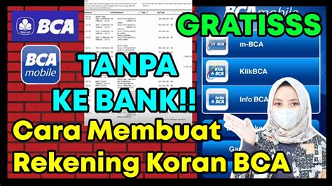 CARA MEMBUAT REKENING KORAN BCA SENDIRI TANPA KE BANK UNTUK PEMULA