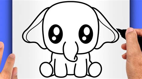 COMO DIBUJAR UN ELEFANTE PASO A PASO Dibujos Para Dibujar Kawaii