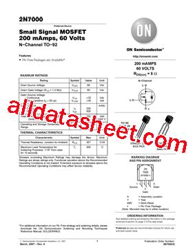 2N7000 Datasheet PDF ON Semiconductor