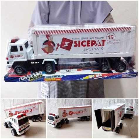 Jual Mainan Truk Kontainer Box Kurir Ekspedisi Putih Edukasi Jalan
