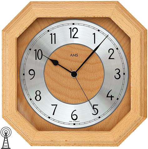Amazon De Ams Funk Wanduhr Holz Mehrfarbig X X Cm