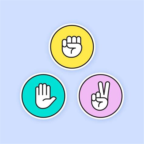 Rock Paper Scissors Line Icons