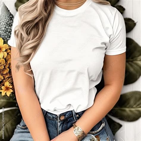 White Bella Canvas 3001 Mock Female Tshirt Mockup Styled Shirt Mockup