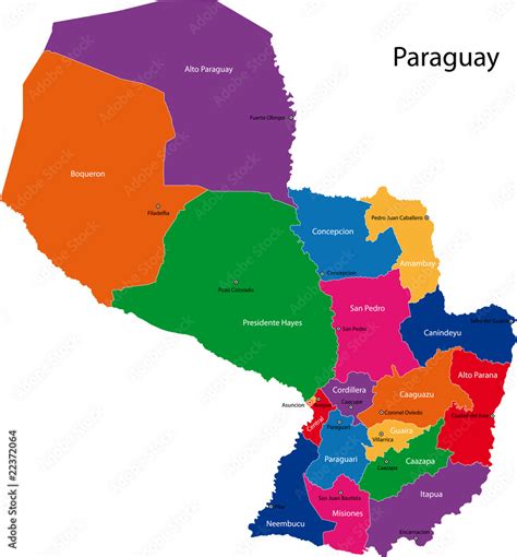 Map Of The Republic Of Paraguay With The Departments Vector De Stock