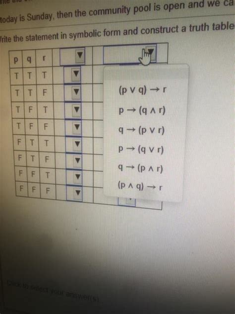 solved construct a truth table for the statement pvq q