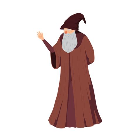 Design PNG E SVG De Velho Barbudo Homem Barbudo Ilustração Manto Chapéu