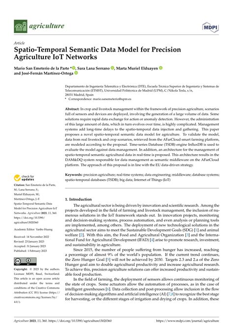 pdf spatio temporal semantic data model for precision agriculture iot networks