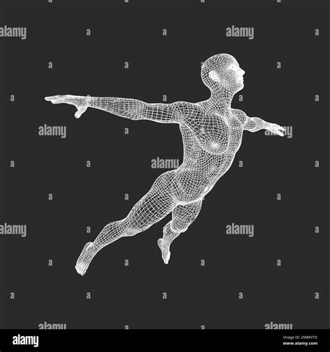 Hovering In Air Man Floating In The Air D Model Of Man Human Body