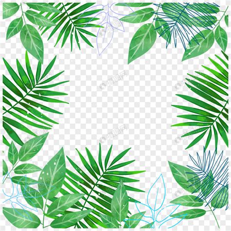 夏季绿色热带水彩植物边框元素素材下载 正版素材402048428 摄图网
