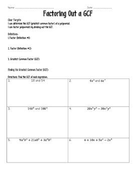 Factoring Out A GCF EDITABLE Guided Notes Algebra 1 By Fun With Algebra