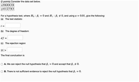 solved 2 points consider the data set below x968838 y 412