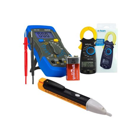 Kit Multimetro Digital Profissional Tela Lcd Iluminada Alicate