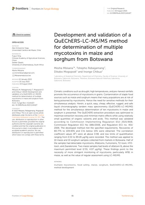 pdf development and validation of a quechers lc ms ms method for determination of multiple