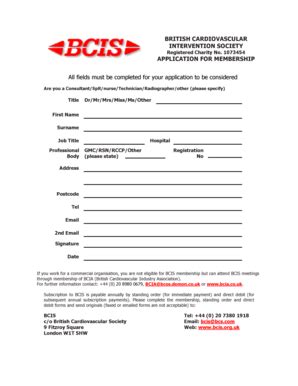 Fillable Online Bcis Org All Fields Must Be Completed For Your