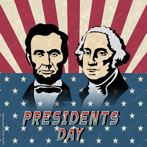 Happy Presidents Day Abraham Lincoln And George Washington Stock