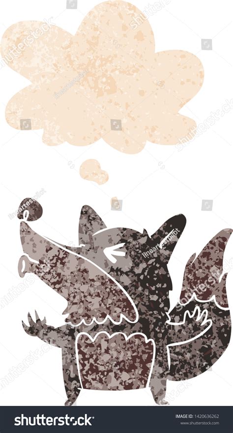 Cartoon Werewolf Howling Thought Bubble Grunge Stock Vector Royalty