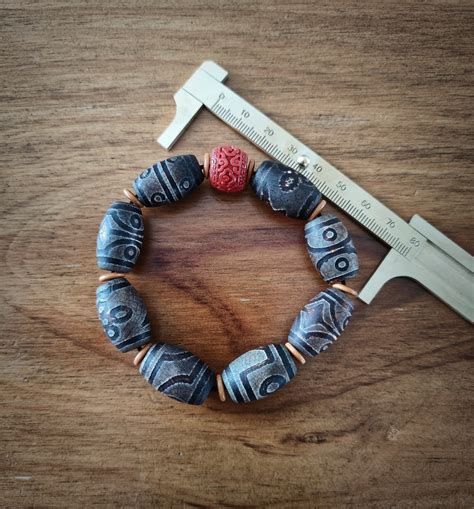 西藏 老矿藏传 伙共 多宝天珠 Rare Aged Tibet Duo Bao Bracelet DZI Hobbies Toys