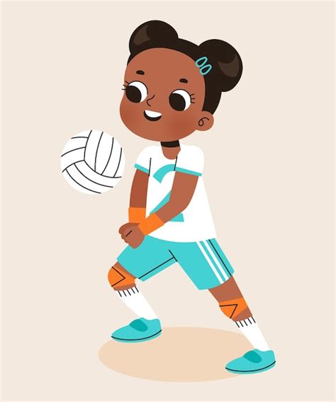Dibujado a mano ilustración de dibujos animados de voleibol Vector Gratis