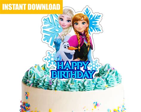 Printable Frozen Theme Cake Topper Birthday Party Frozen Theme Elsa And