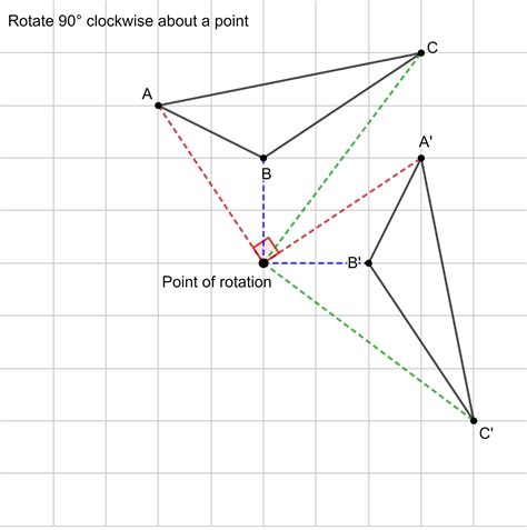 2 here is triangle abc drawn on a grid a b с on the grid draw a rotation of triangle abc a