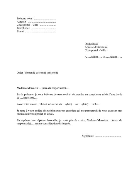 Mod Le De Lettre De Demande De Cong Sans Solde Un Employeur