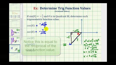 ex find trig function values given the sine value and quadrant youtube
