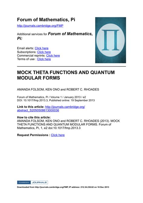 pdf mock theta functions and quantum modular forms