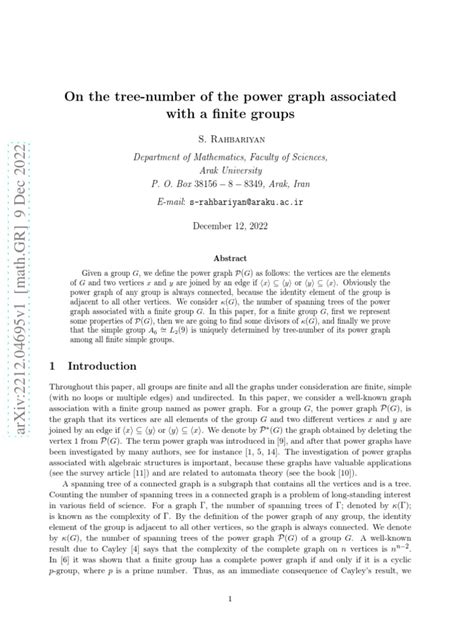 on the tree number of the power graph associated with a finite groups pdf group mathematics