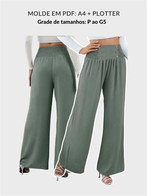 Molde calça pantalona elastex Melina Moldes WG