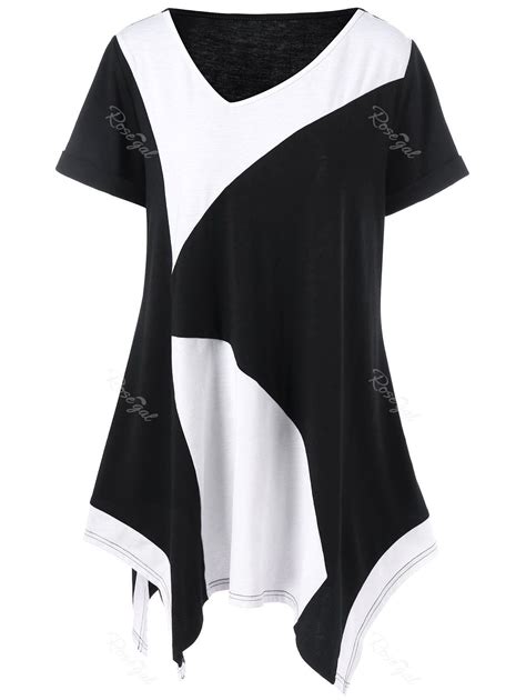 35 OFF Plus Size Long Cuffed Sleeve Asymmetrical T Shirt Rosegal