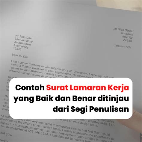Contoh Surat Lamaran Kerja Yang Baik Dan Benar Ditinjau Dari Segi Penulisan