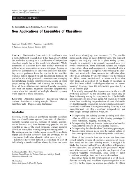 pdf new applications of ensembles of classifiers