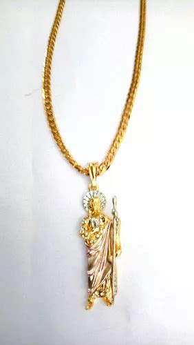 Medalla De San Judas Tadeo Y Cadena Oro Laminado K En Venta En