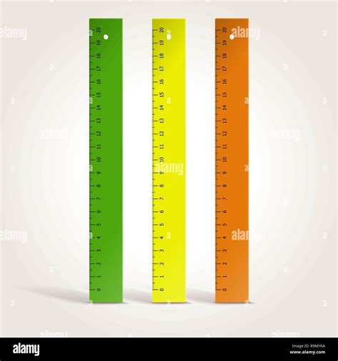 Set Of Colorful School Rulers Isolated On White Vector Illustration