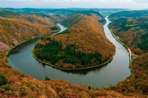 Premium Photo Panoramic View From The Cloef To The Saar Loop Germany