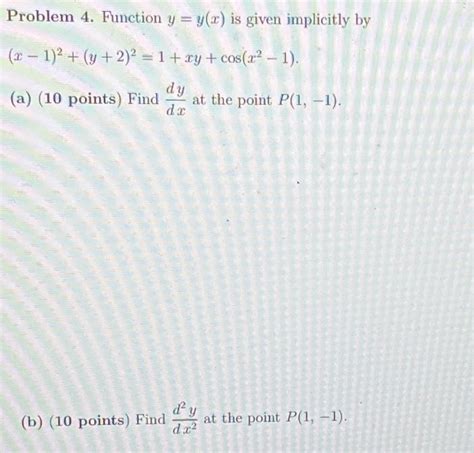 solved problem 4 function y y x is given implicitly by
