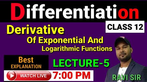 derivative of logarithmic and exponential functions differentiation
