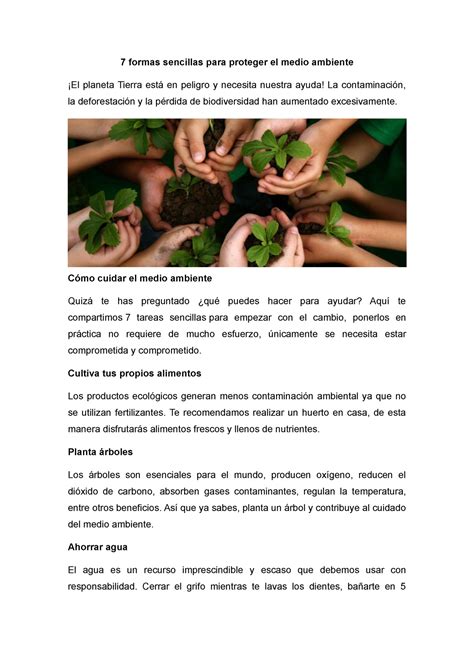Formas Sencillas Para Proteger El Medio Ambiente C Mo Cuidar El