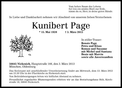 Traueranzeigen Von Kunibert Page Rz Trauer De