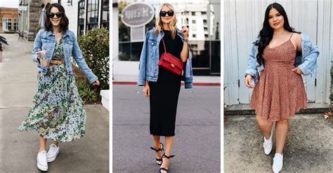 Outfits Que Combinan Chamarra De Mezclilla Con Vestidos