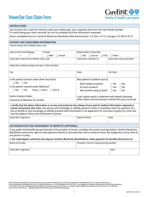 2018 2024 Form CareFirst BCBS CUT0166 1S Fill Online Printable