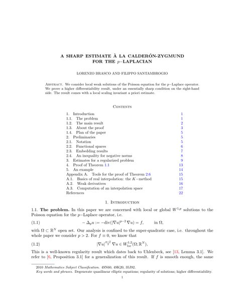 pdf a sharp estimate à la calderón zygmund for the p laplacian
