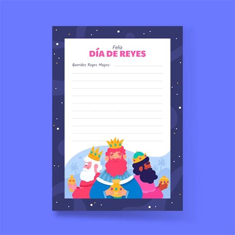 Plantilla De Carta Plana Para Reyes Magos Vector Gratis